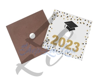 Shiny Gold Graduation Cap With Tassel 2024 Date Drop Blank Grad Cap for ...