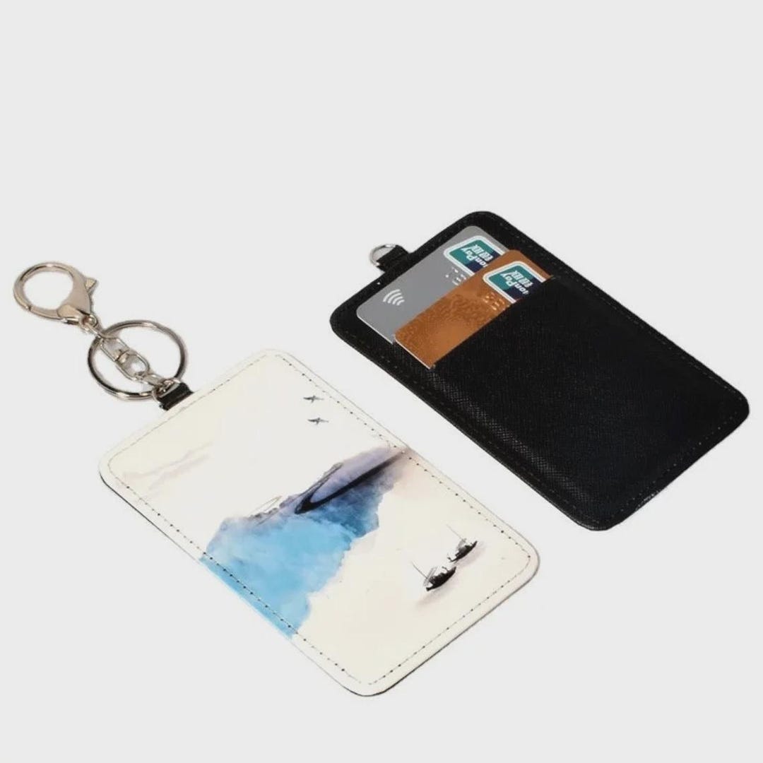 Sublimation Card Holder Keychain Blank | PU Leather ID Badge Wallet ...