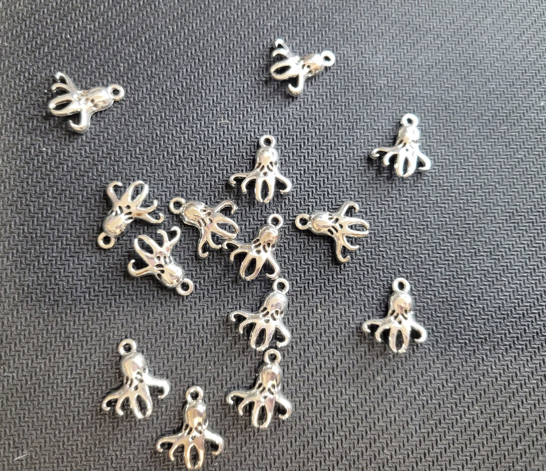 Silver Octopus Charms – Set of 7 | Nautical-themed Craft & Jewelry ...