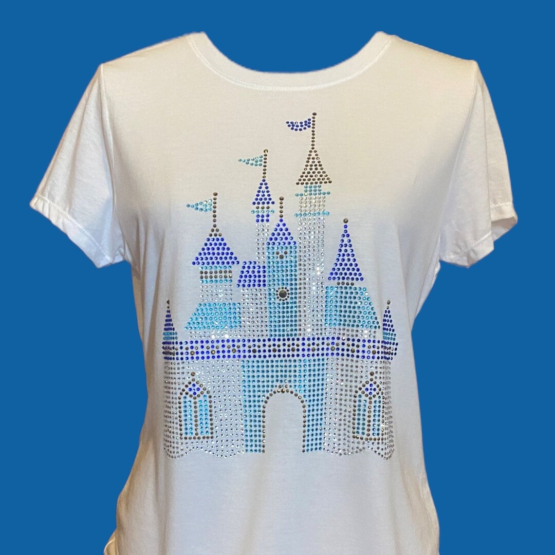 Disney Cinderella Castle Inspired Rhinestone Misses Short Sleeve T ...