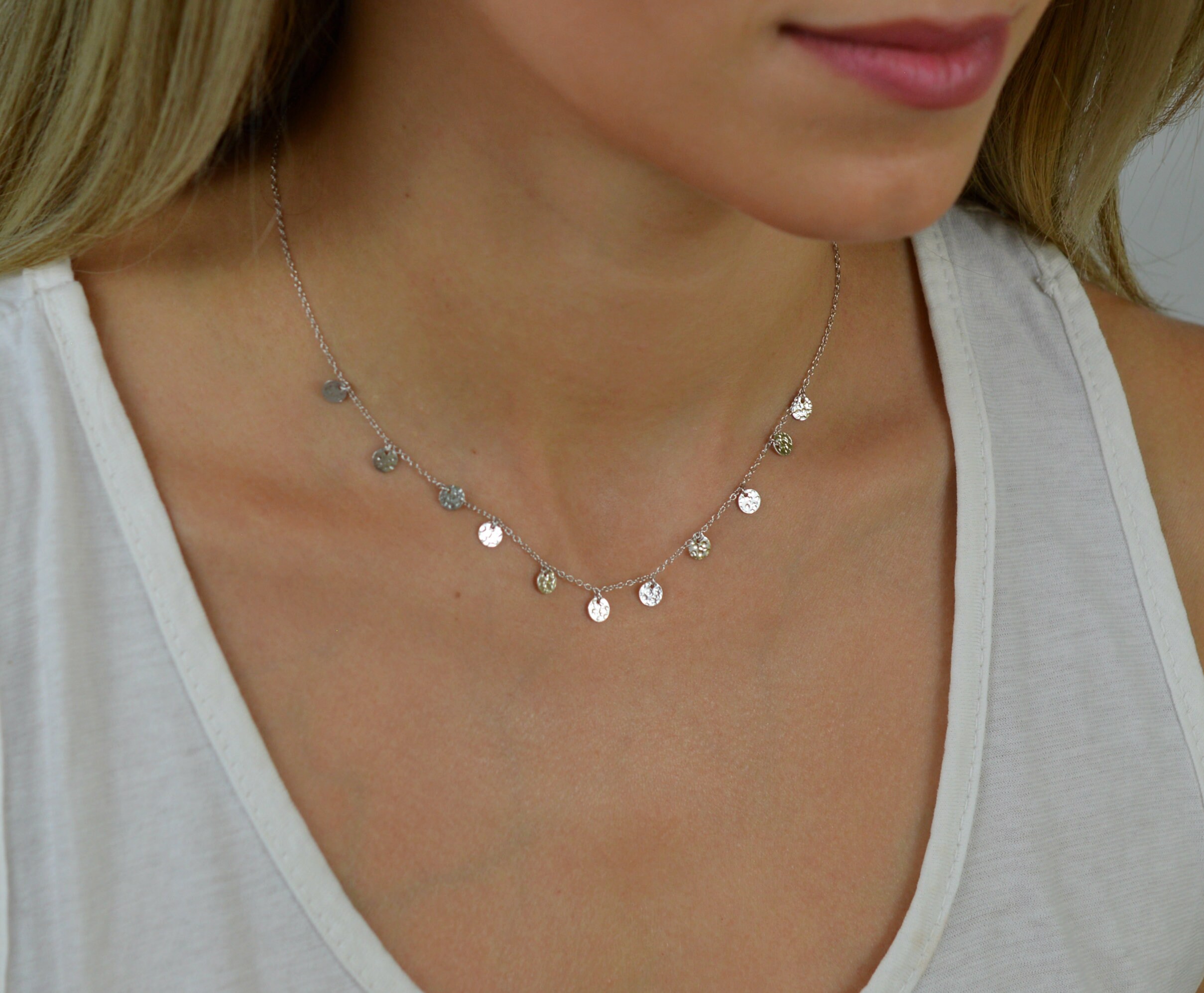 Silver Necklace Silver Choker Coin Choker Necklace Silver - Etsy
