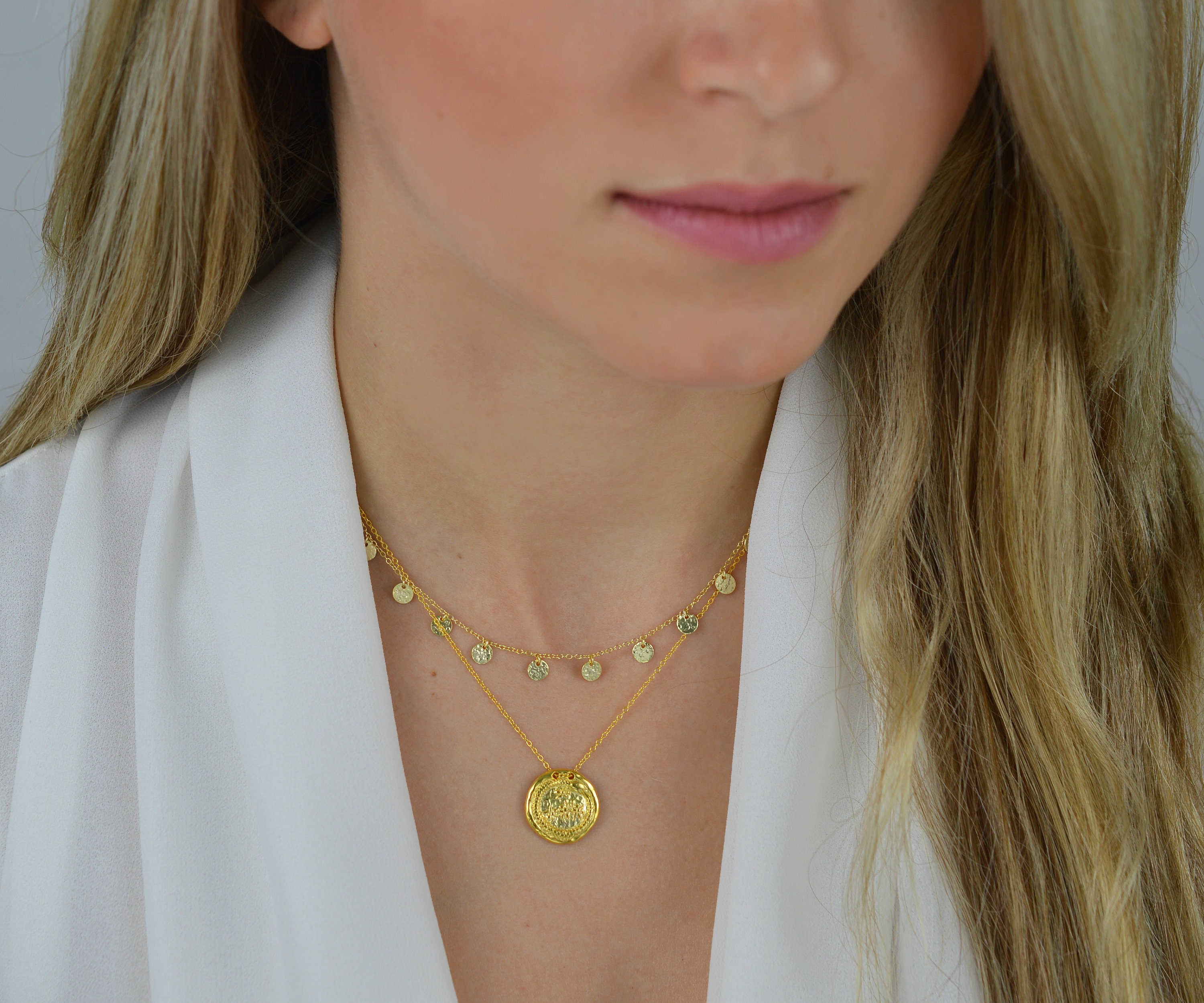 Silver Necklace Silver Choker Coin Choker Necklace Silver - Etsy
