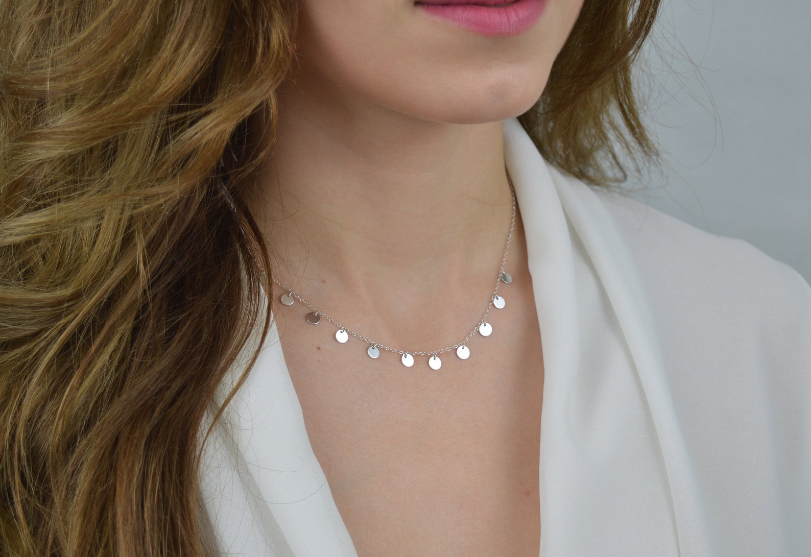 Silver Necklace Silver Choker Coin Choker Necklace Silver - Etsy