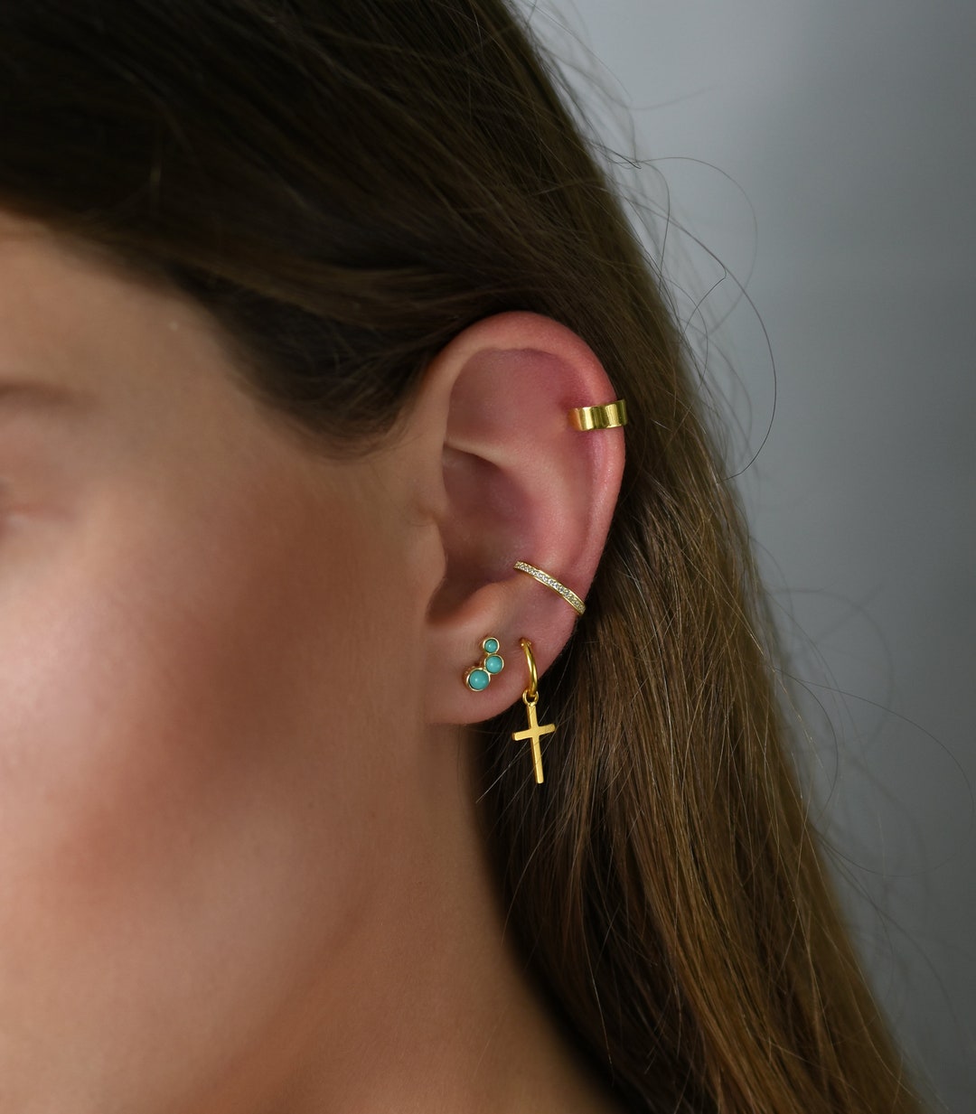 Cross Earrings Cross Huggie Hoops Cross Hoop Earrings Small - Etsy