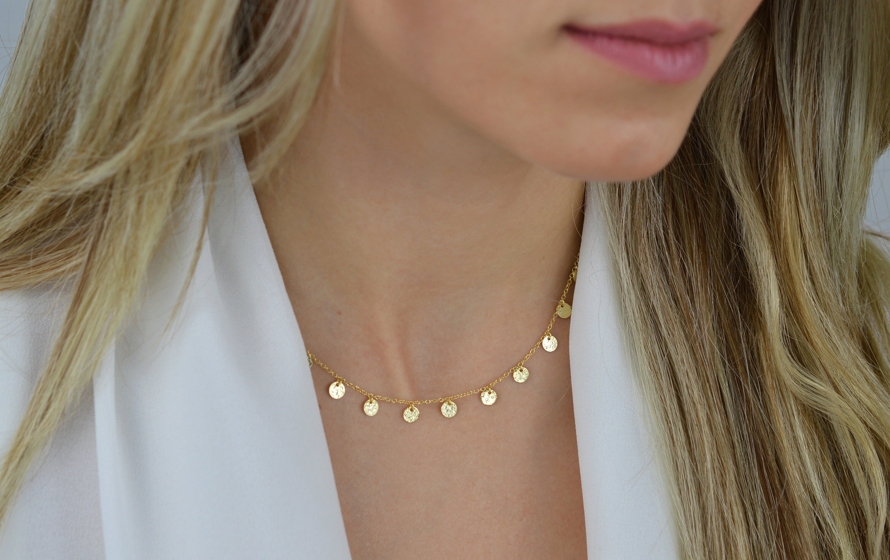 Silver Necklace Silver Choker Coin Choker Necklace Silver - Etsy