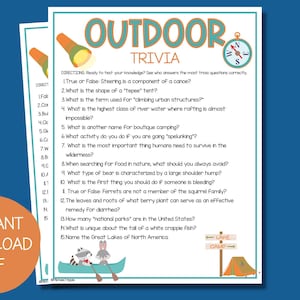 Outdoor Trivia Questions Game | Printable Outdoor Trivia | Fun ...