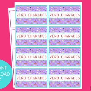 106 Verb Charades | Charades for Kids | Family Charades | Verb Games ...