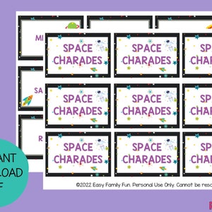 54 Space Charades | Charades Games | Space Activities for Kids ...