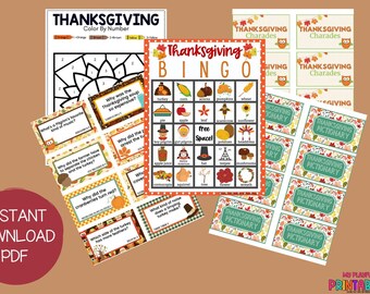 Thanksgiving Bingo Game Thanksgiving Games for Kids - Etsy