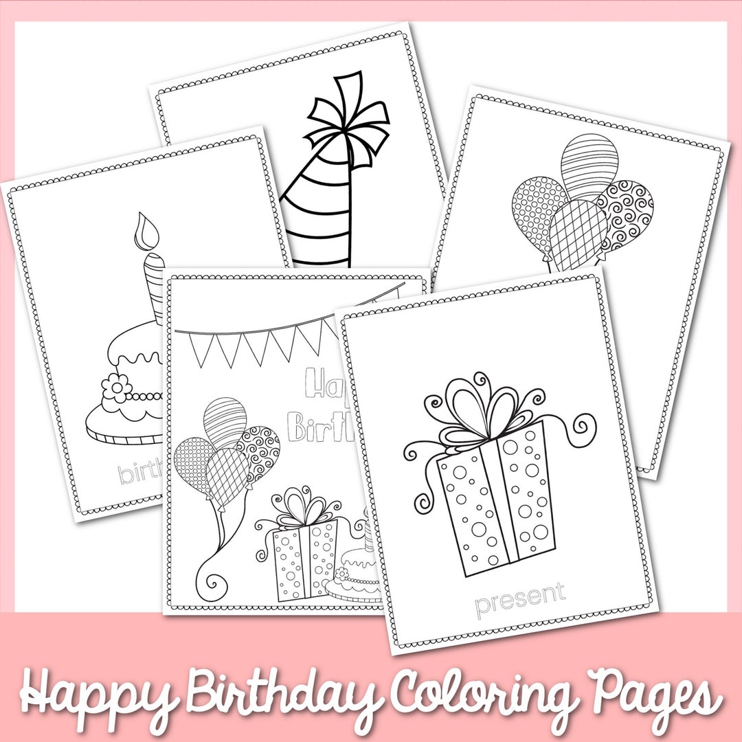 Birthday Coloring Pages, Coloring Activity for Kids, Activity at Home ...