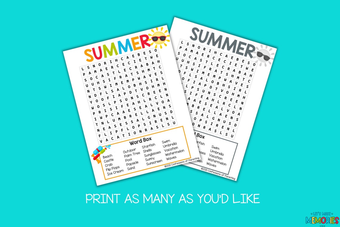 Summer Word Search | Summer Activities | Word Search for Kids | Summer ...