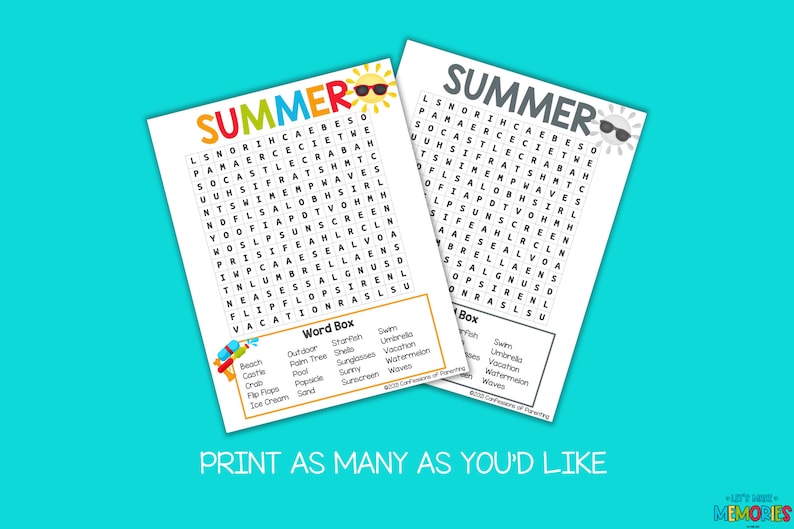 Summer Word Search | Summer Activities | Word Search for Kids | Summer ...