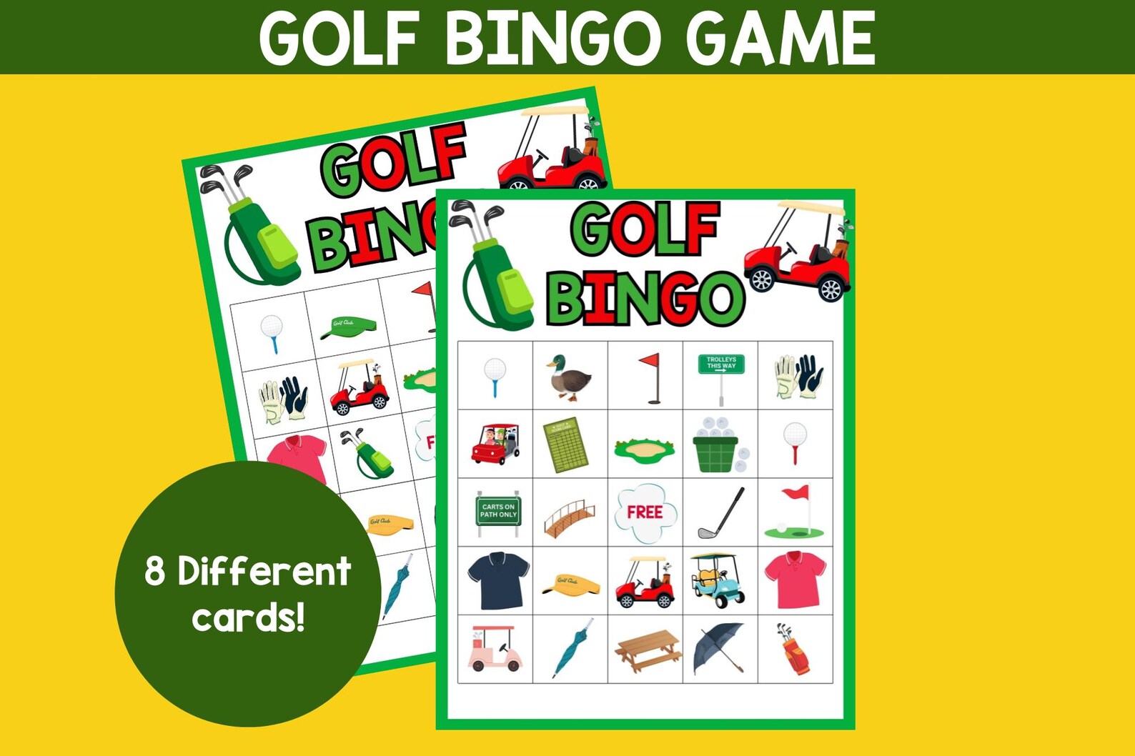 8 Golf Bingo| Printable Golf Party Games| Golf Tournament Games for ...