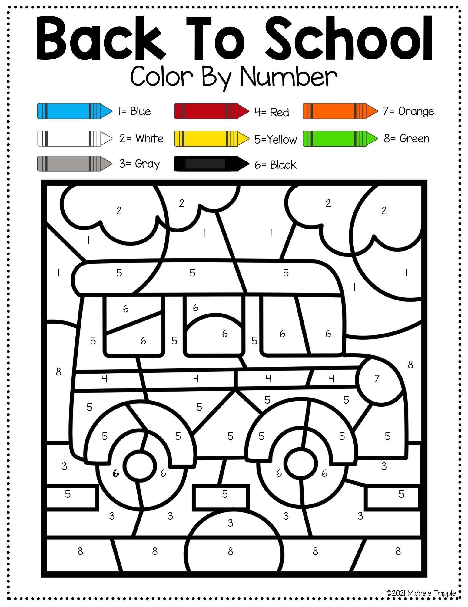 Back to School Activity Color by Number Activity for Kids - Etsy