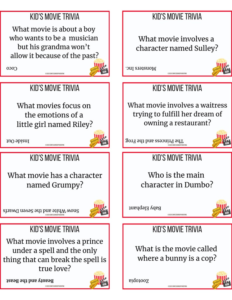 50 Kids' Movie Trivia Questions | Printable Movie Trivia for Kids ...