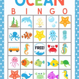 7 Ocean Bingo Games | Under the Sea Bingo | Printable Ocean Bingo ...