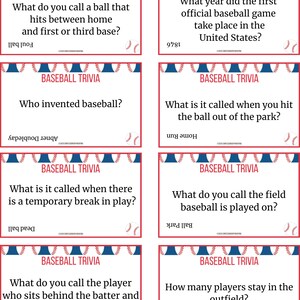 Baseball Trivia Cards for Kids - Etsy Canada