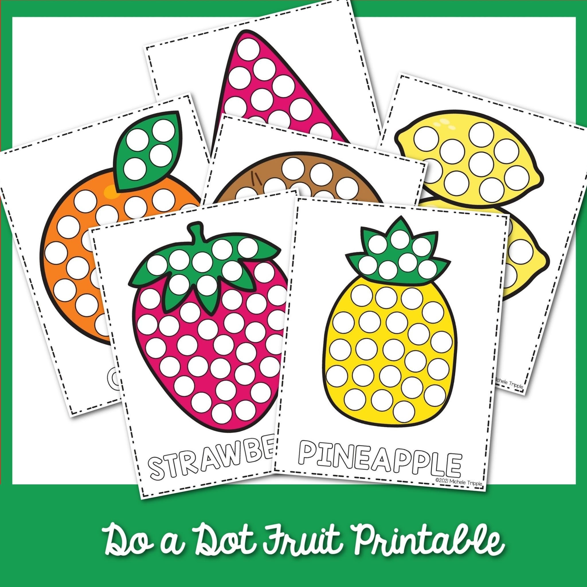 12 Fruit Do A Dot Printable | Do A Dot Fruit Printable | Printable Do-a ...