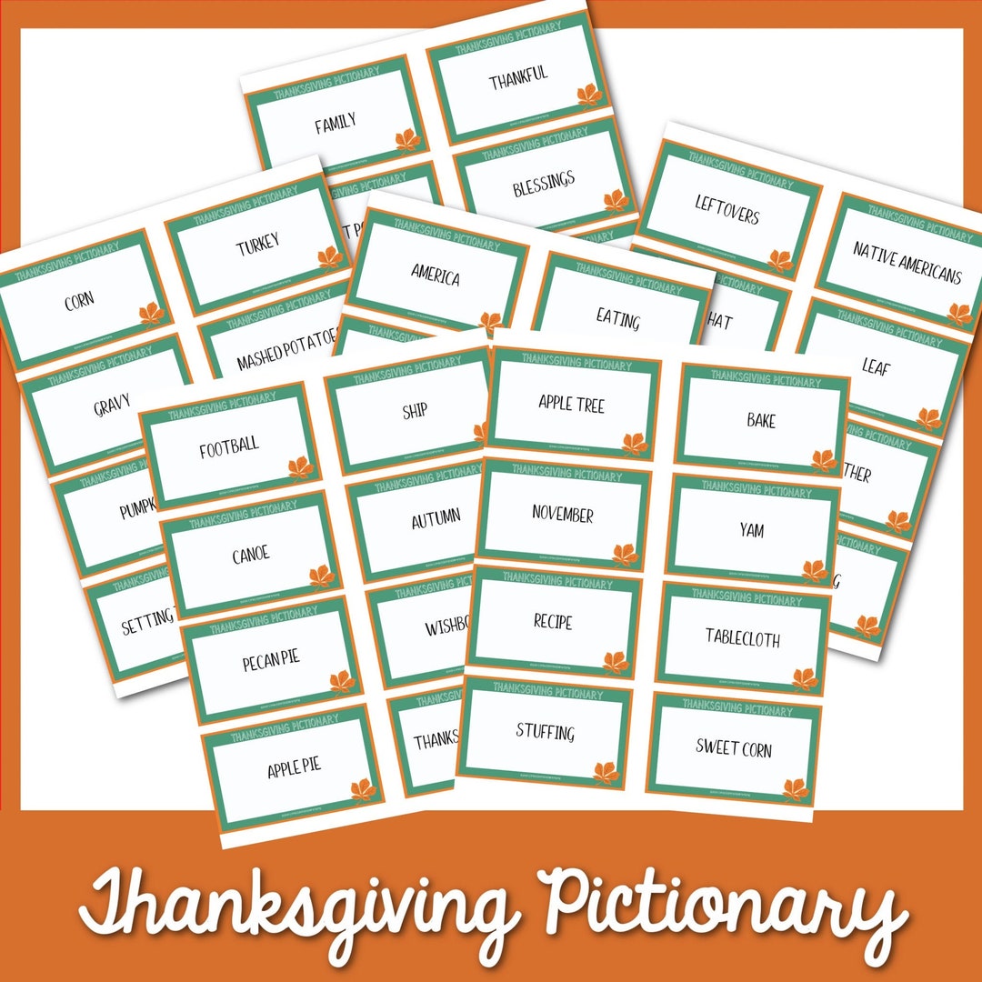 48 Thanksgiving Pictionary | Printable Thanksgiving Pictionary ...