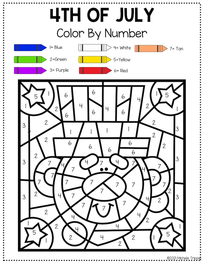 6 4th of July Color by Number Sheets | Printable 4th of July Color by ...