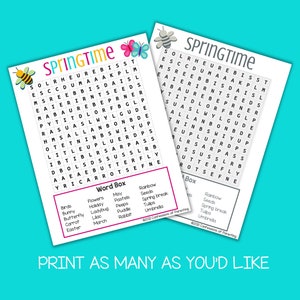 Springtime Word Search for Kids| Spring Activities | Spring Puzzle ...