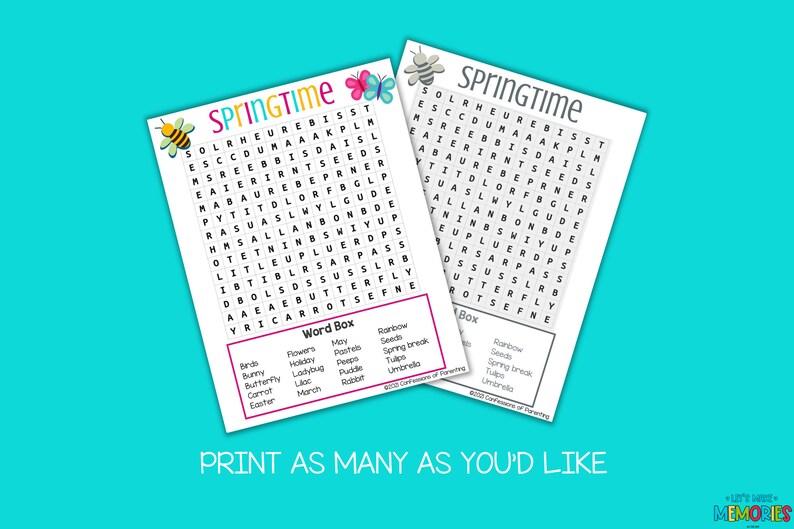 Springtime Word Search for Kids| Spring Activities | Spring Puzzle ...