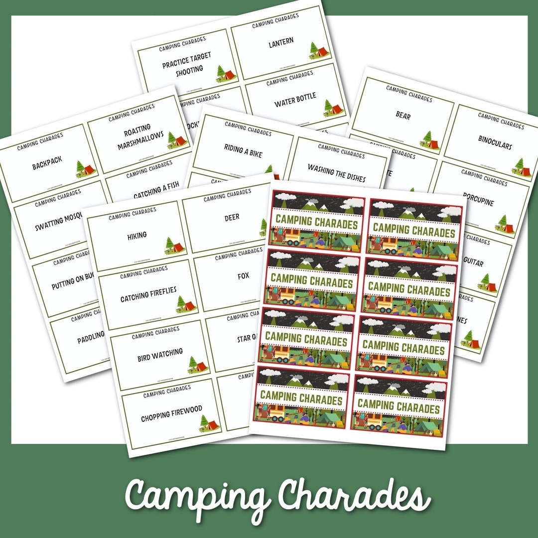 Camping Charades for Kids, Camping Activities, Camping Activity Kit ...