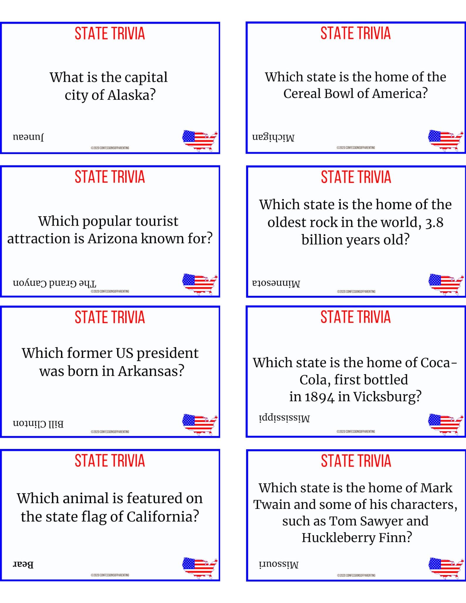 100 State Trivia Questions | Printable U.S. State Trivia | Educational ...