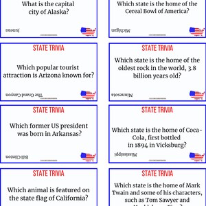 100 State Trivia Questions | Printable U.S. State Trivia | Educational ...
