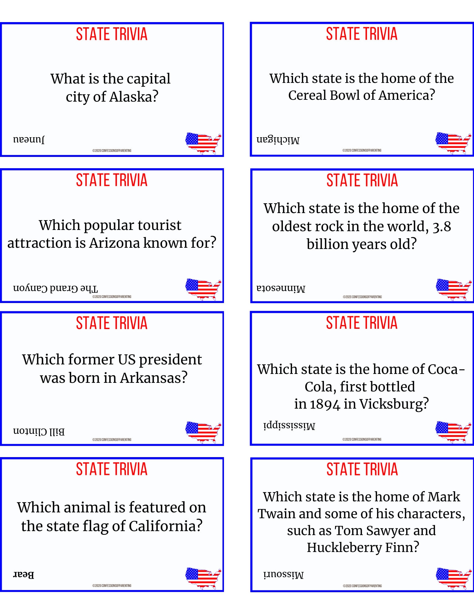100 State Trivia Questions | Printable U.S. State Trivia | Educational ...