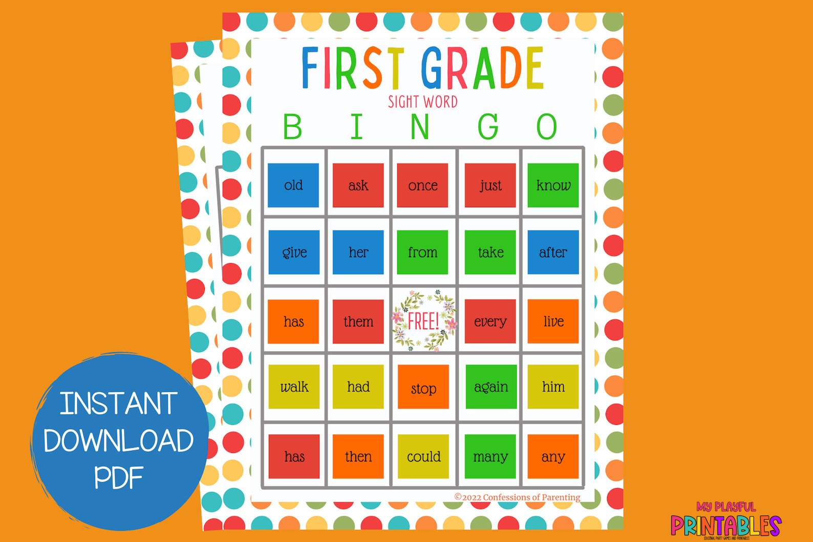 First Grade Sight Word Bingo Sight Word Bingo for 1st Graders Printable ...