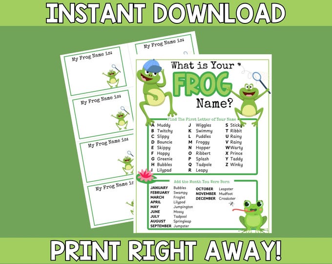Frog Name Game Printable, What's Your Frog Name Game, Name Generator ...