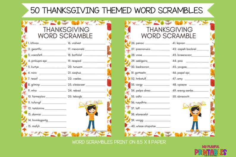 Thanksgiving Word Scramble | Printable Holiday Game for All Ages ...