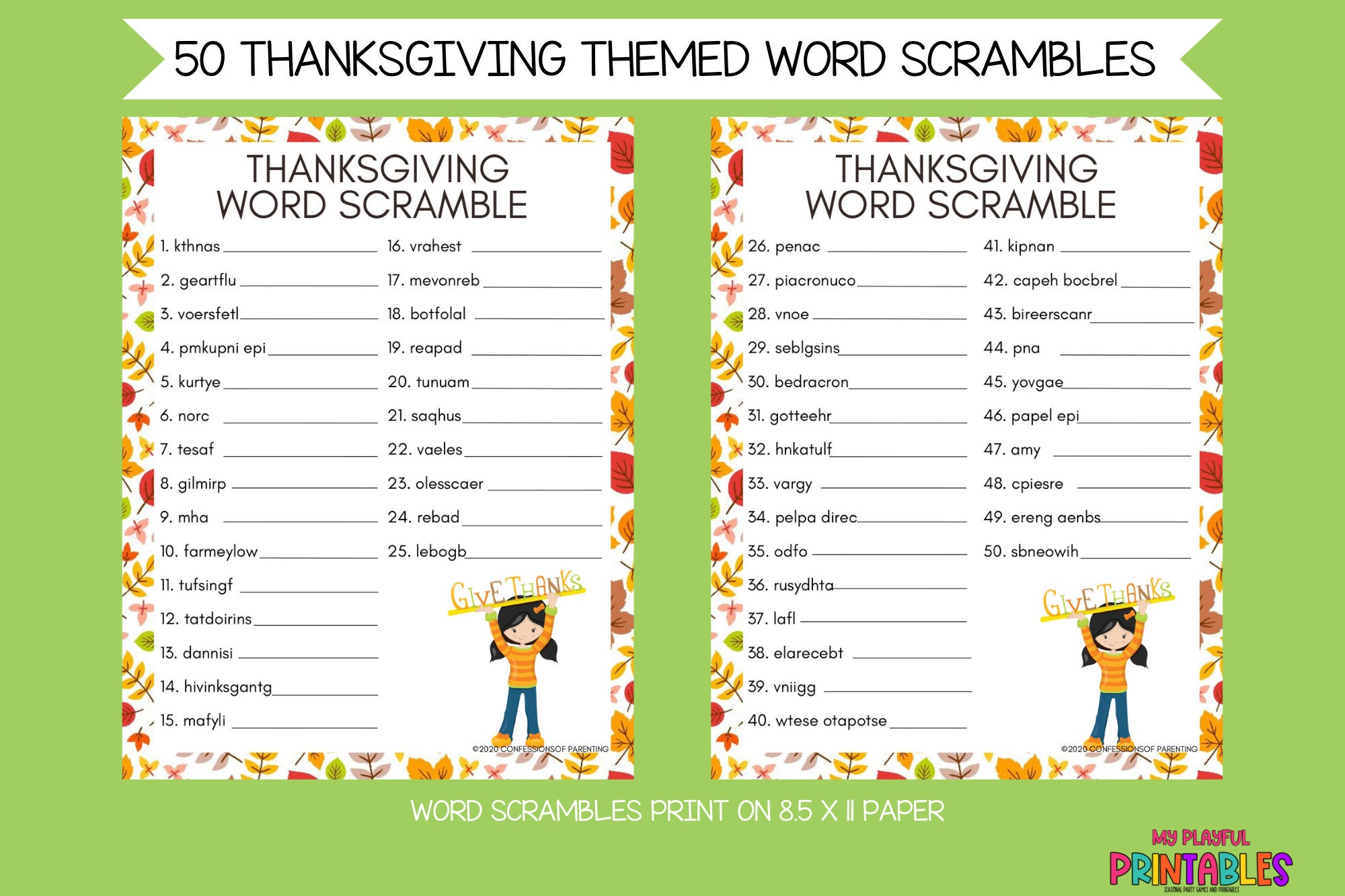 Thanksgiving Word Scramble Thanksgiving Word Games Word Scramble for ...