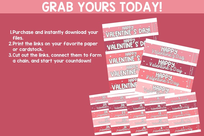 Valentine's Day Paper Chain| Valentine's Day Printable Paper Chain ...