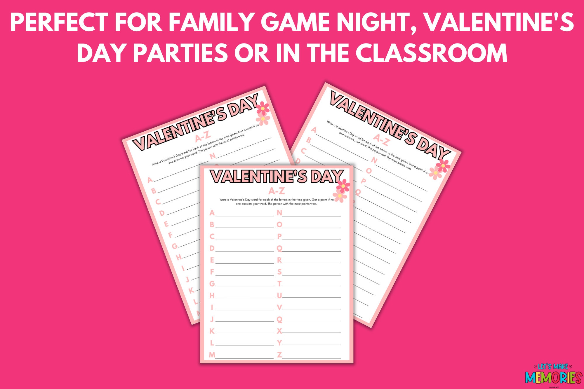 A to Z Valentine's Day Game | Printable Valentine's Day Game ...