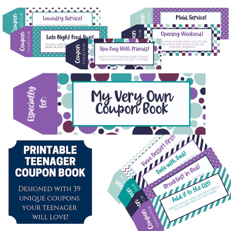39 Printable Coupons for Tweens and Teenagers Gifts for | Etsy