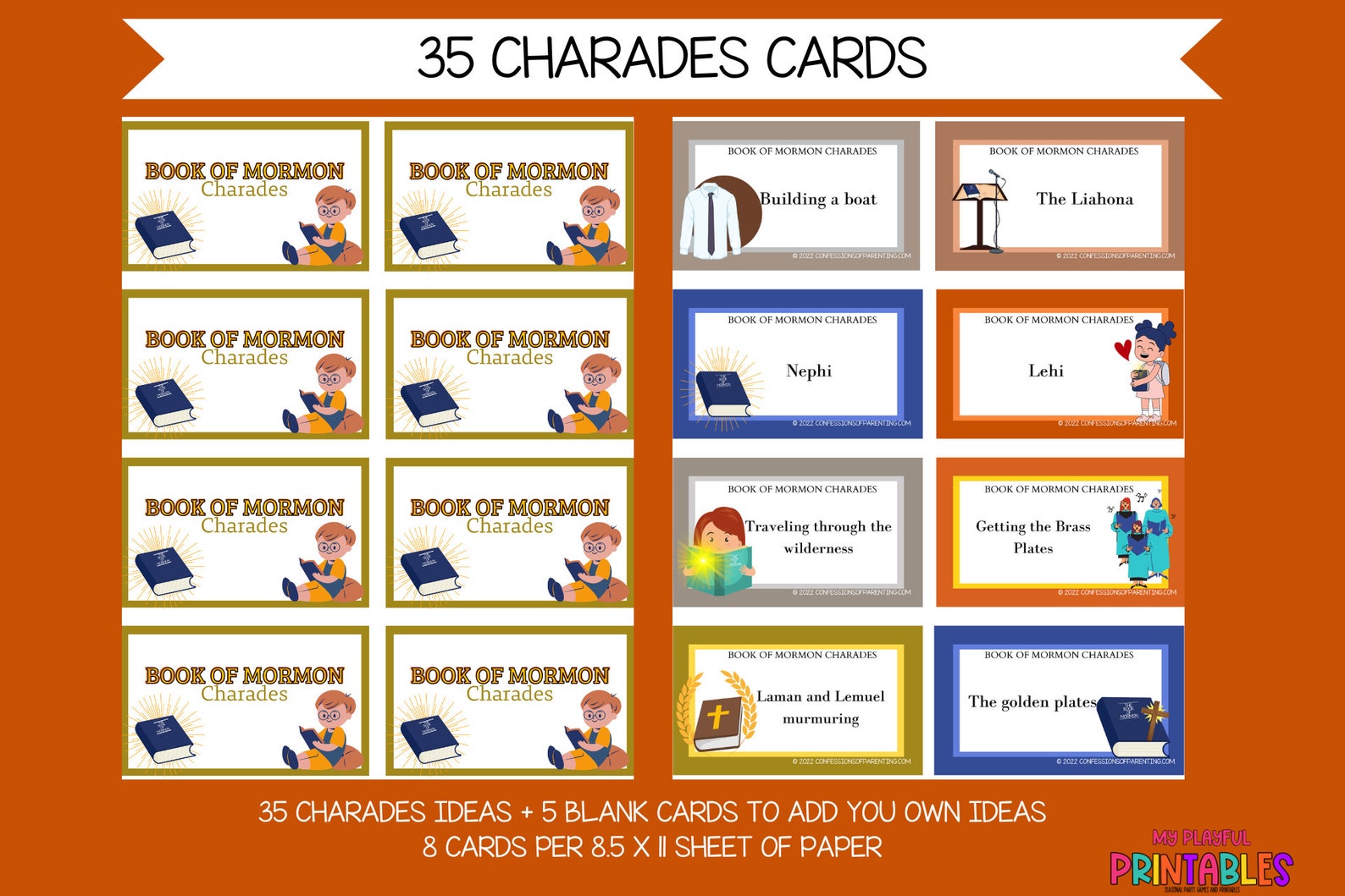 Book of Mormon Charades Cards Charade Games for Kids LDS Games for Kids ...