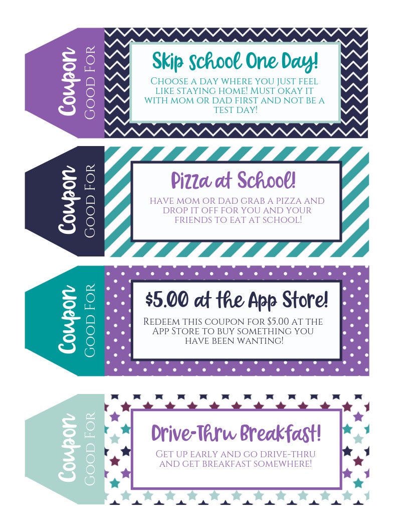 39 Printable Coupons for Tweens and Teenagers, Gifts for Teenagers ...