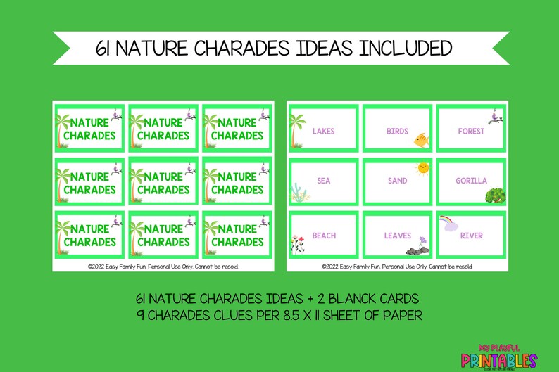 Nature Charades Charades for Kids Nature Charades Printable Charade ...