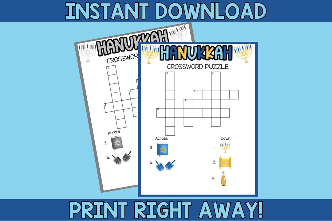 Hanukkah Crossword Puzzle | Printable Hanukkah Crossword | Hanukkah ...