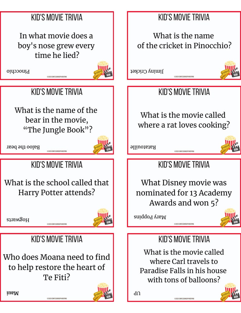 50 Kids' Movie Trivia Questions | Printable Movie Trivia for Kids ...