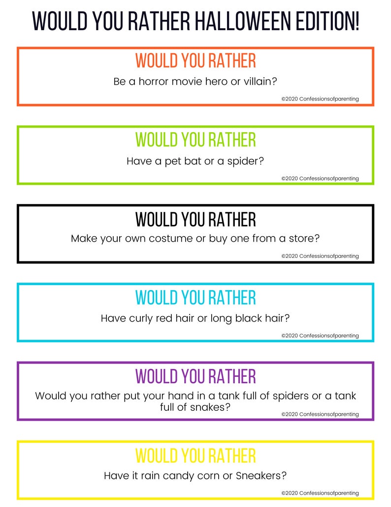 100 Halloween Would You Rather Questions| Spooky Would You Rather Game ...