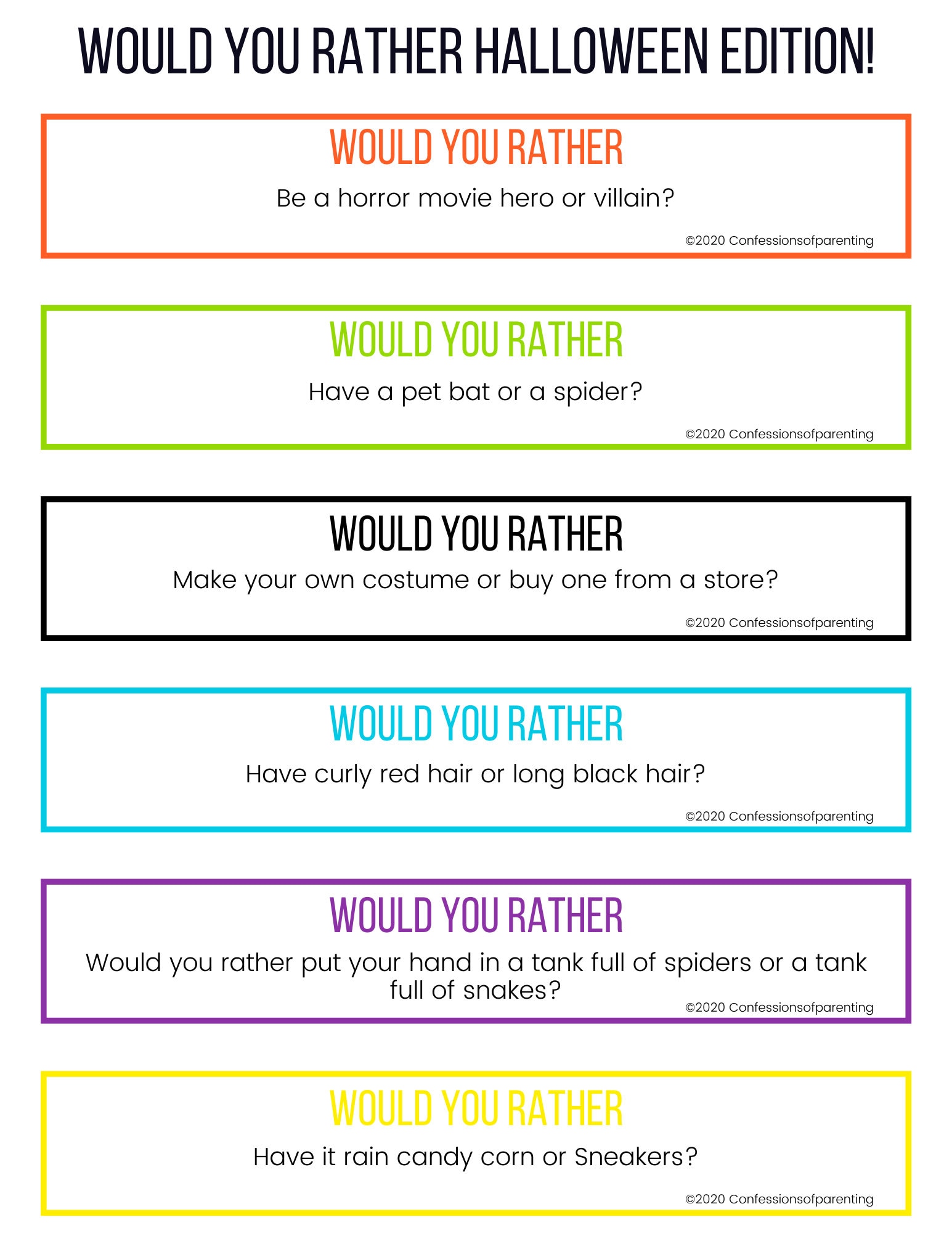 100 Halloween Would You Rather Questions| Spooky Would You Rather Game ...