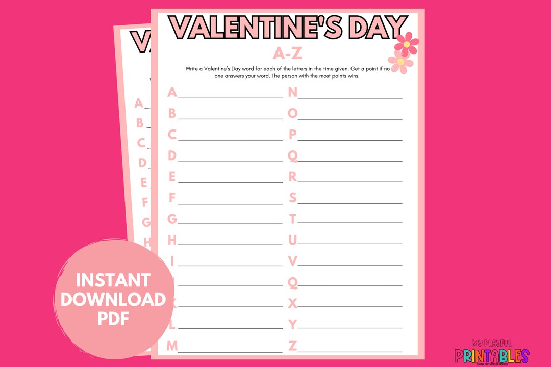 A to Z Valentine's Day Game | Printable Valentine's Day Game ...