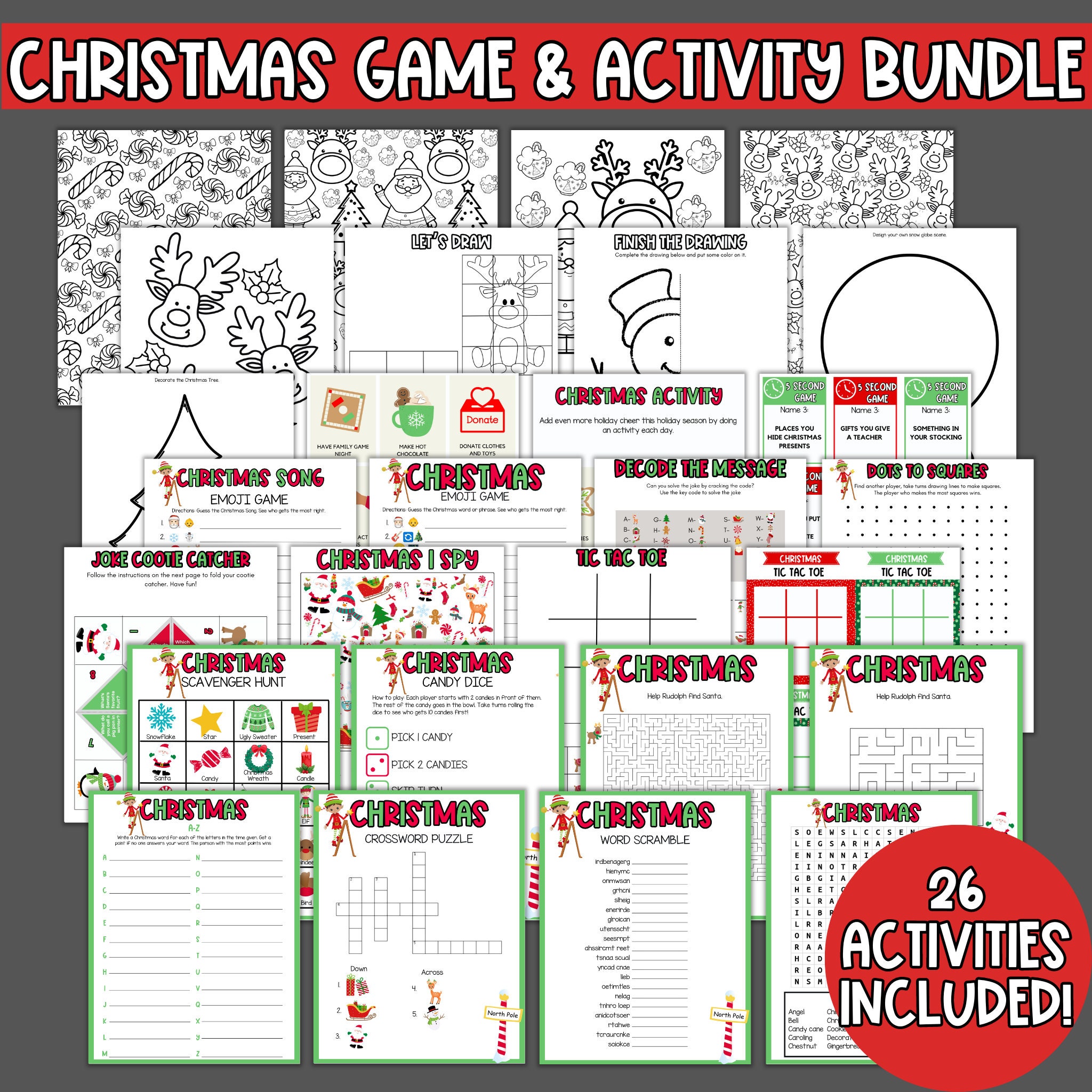 Printable Christmas Game Bundle Christmas Party Games - Etsy