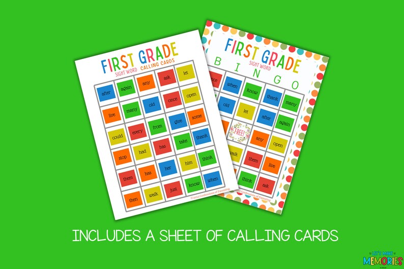 First Grade Sight Word Bingo | Sight Word Bingo for 1st Graders ...