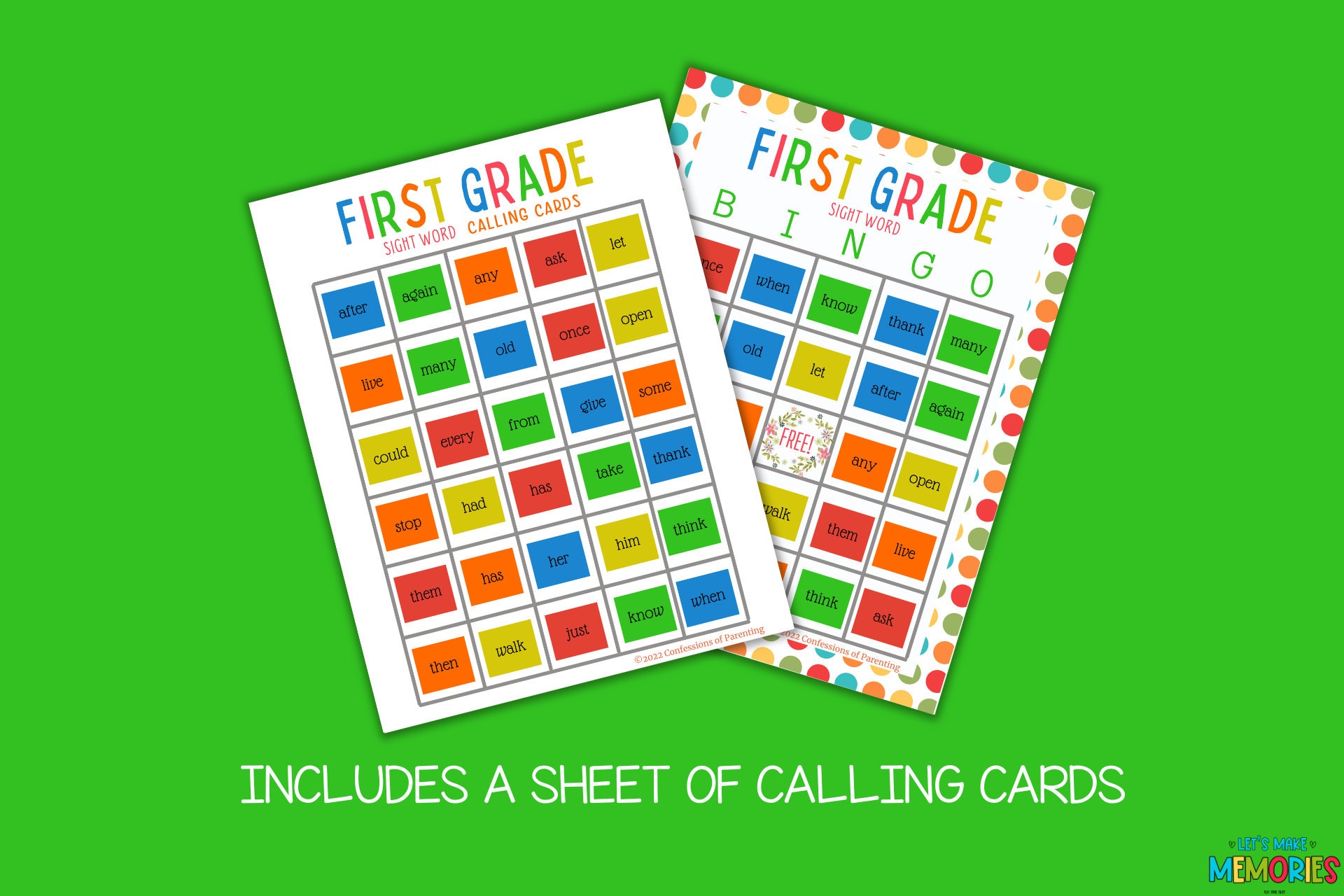 First Grade Sight Word Bingo | Sight Word Bingo for 1st Graders ...