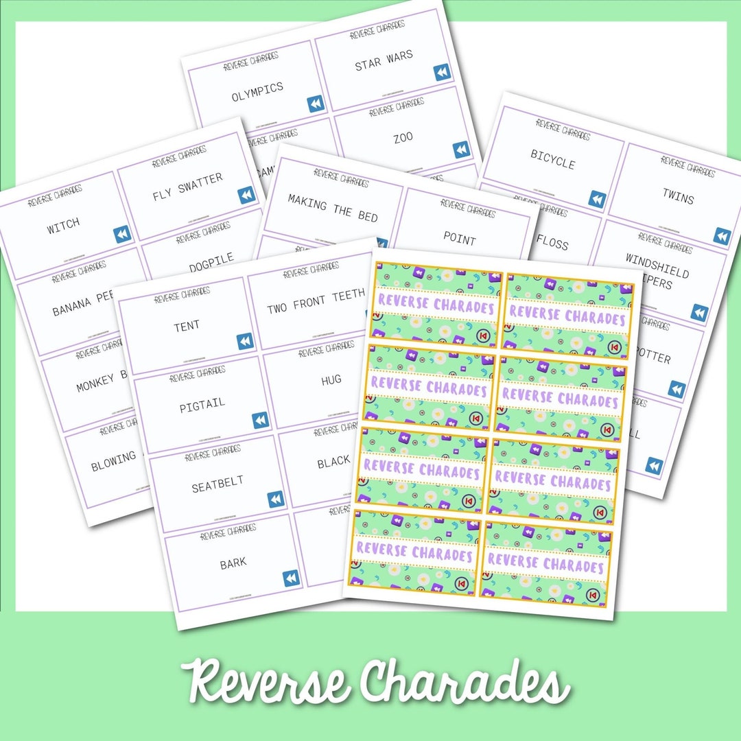 50+ Reverse Charade | Charades for Everyone| Reverse Charades Party ...