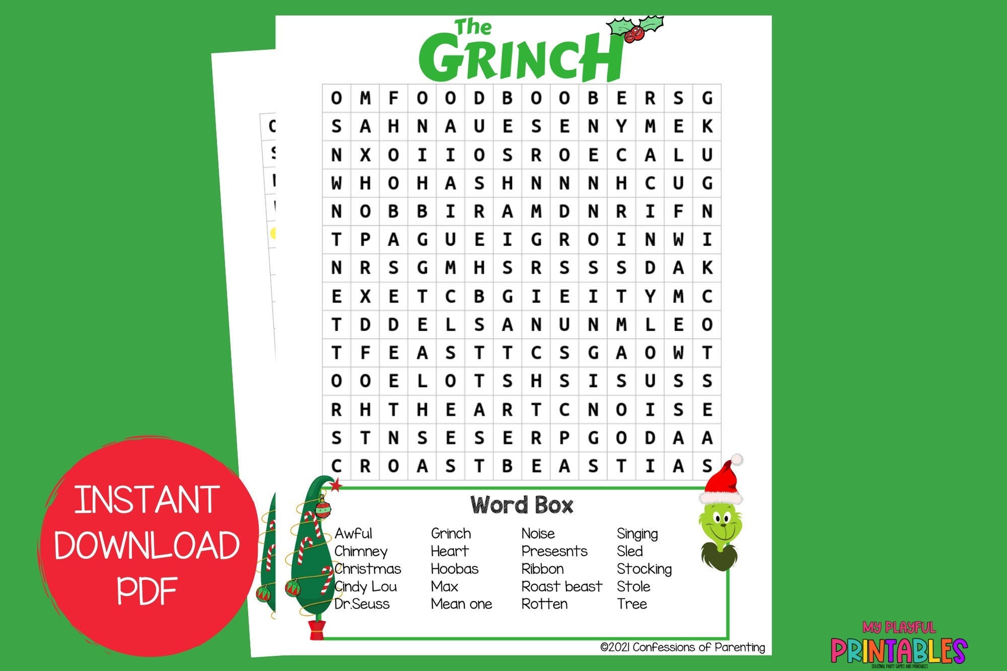 Grinch Word Search | How the Grinch Stole Christmas | Christmas Word ...